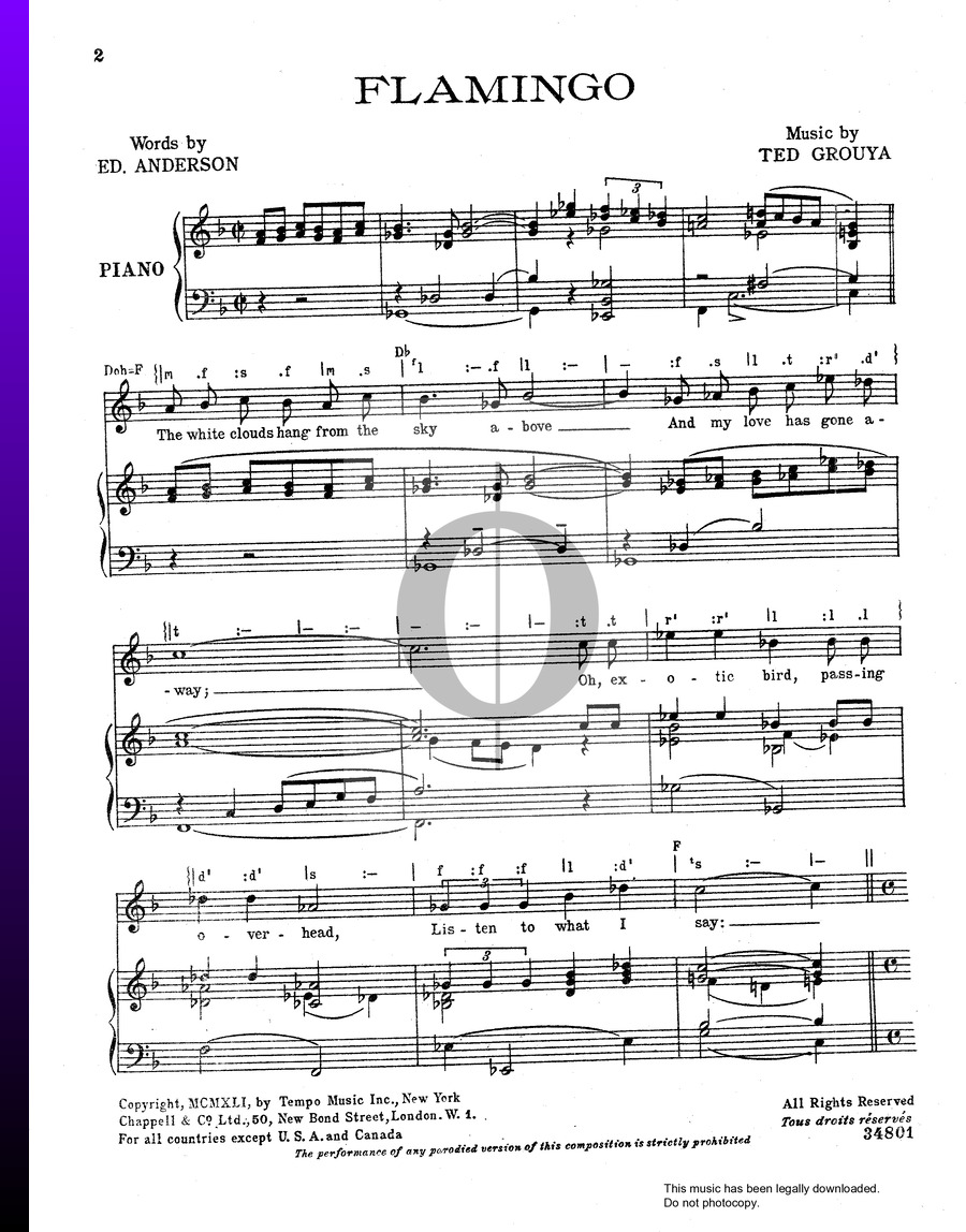 Flamingo (Duke Ellington) Piano Sheet Music - OKTAV