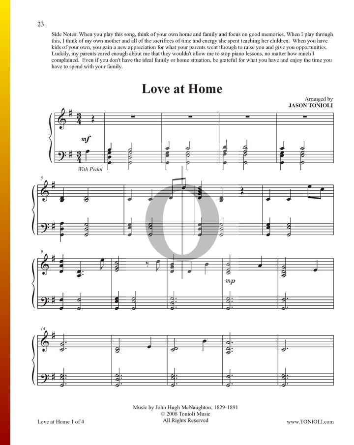 Love At Home (John Hugh McNaughton) Piano Sheet Music - OKTAV
