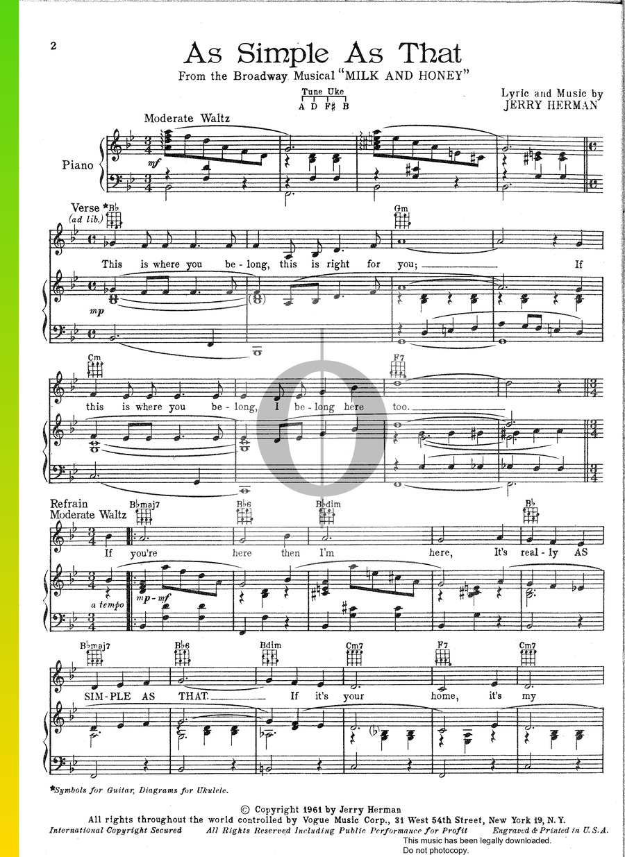 As Simple As That Sheet Music (Piano, Guitar, Voice) - OKTAV