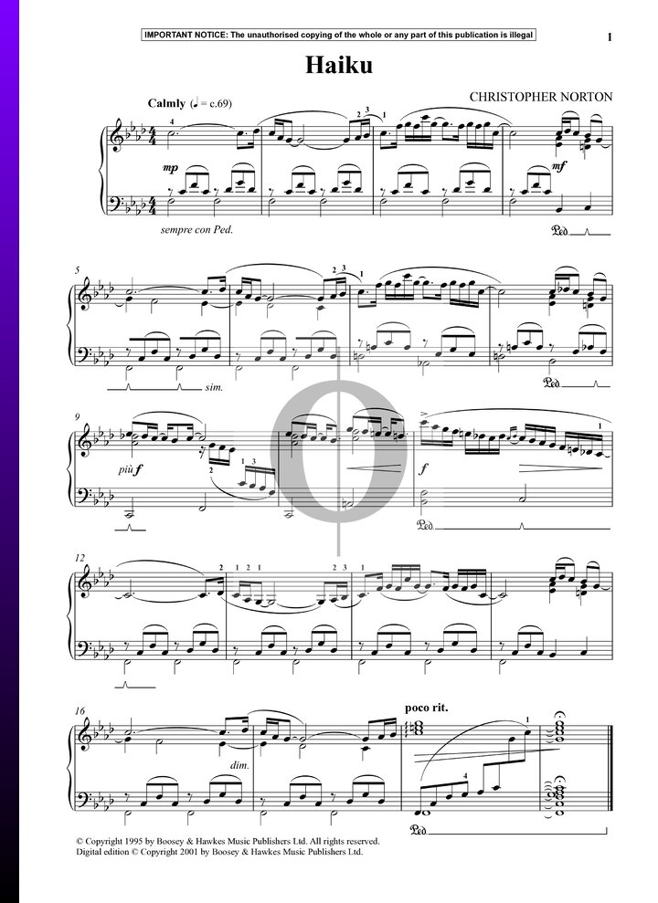 Haiku (Christopher Norton) Piano Sheet Music - OKTAV
