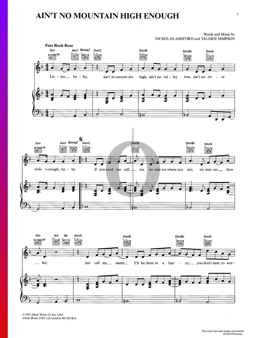 Ain't No Mountain High Enough (Marvin Gaye) Piano Sheet Music - OKTAV