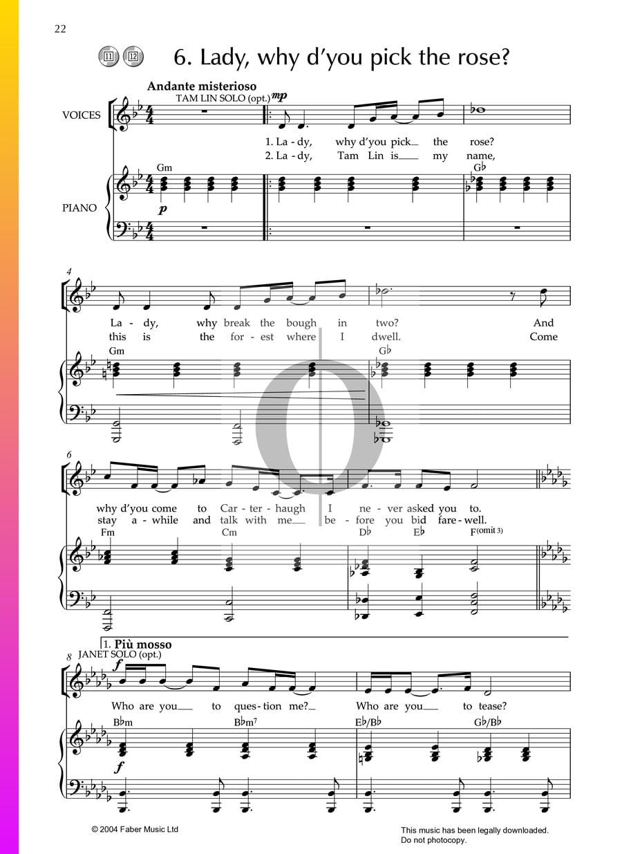 Lady Why D'You Pick The Rose (Lin Marsh) Piano Sheet Music - OKTAV