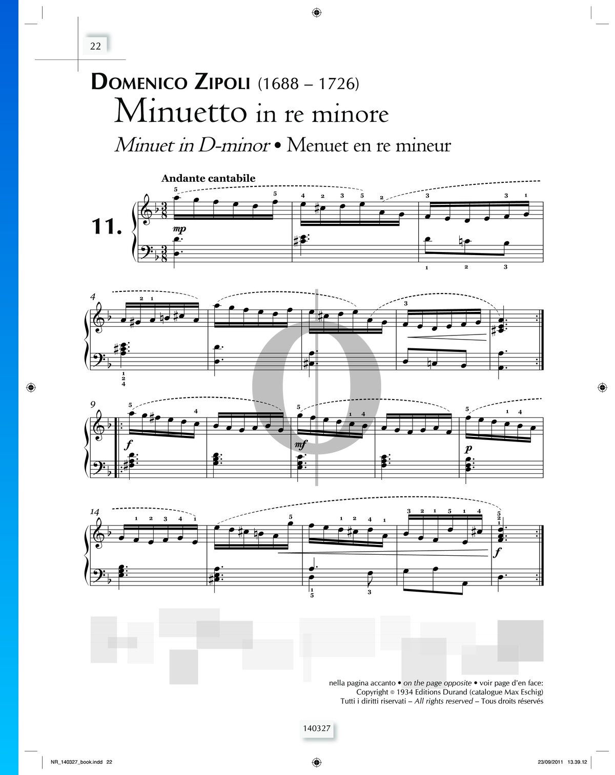 Minuet in D Minor (Domenico Zipoli) Piano Sheet Music - OKTAV