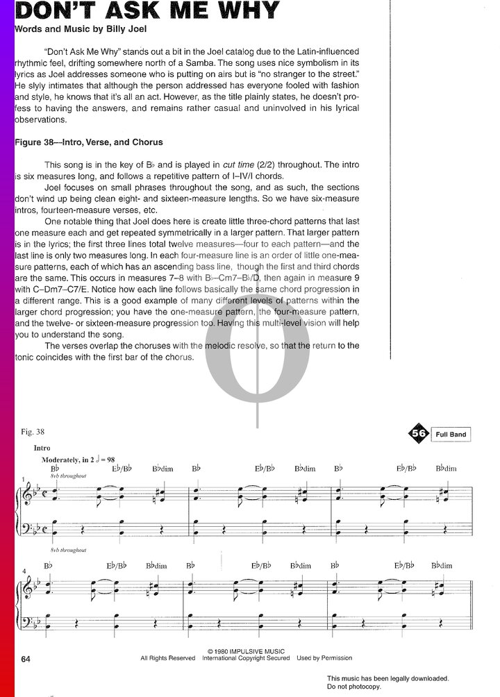 Don't Ask Me Why (Billy Joel) Piano Sheet Music - OKTAV