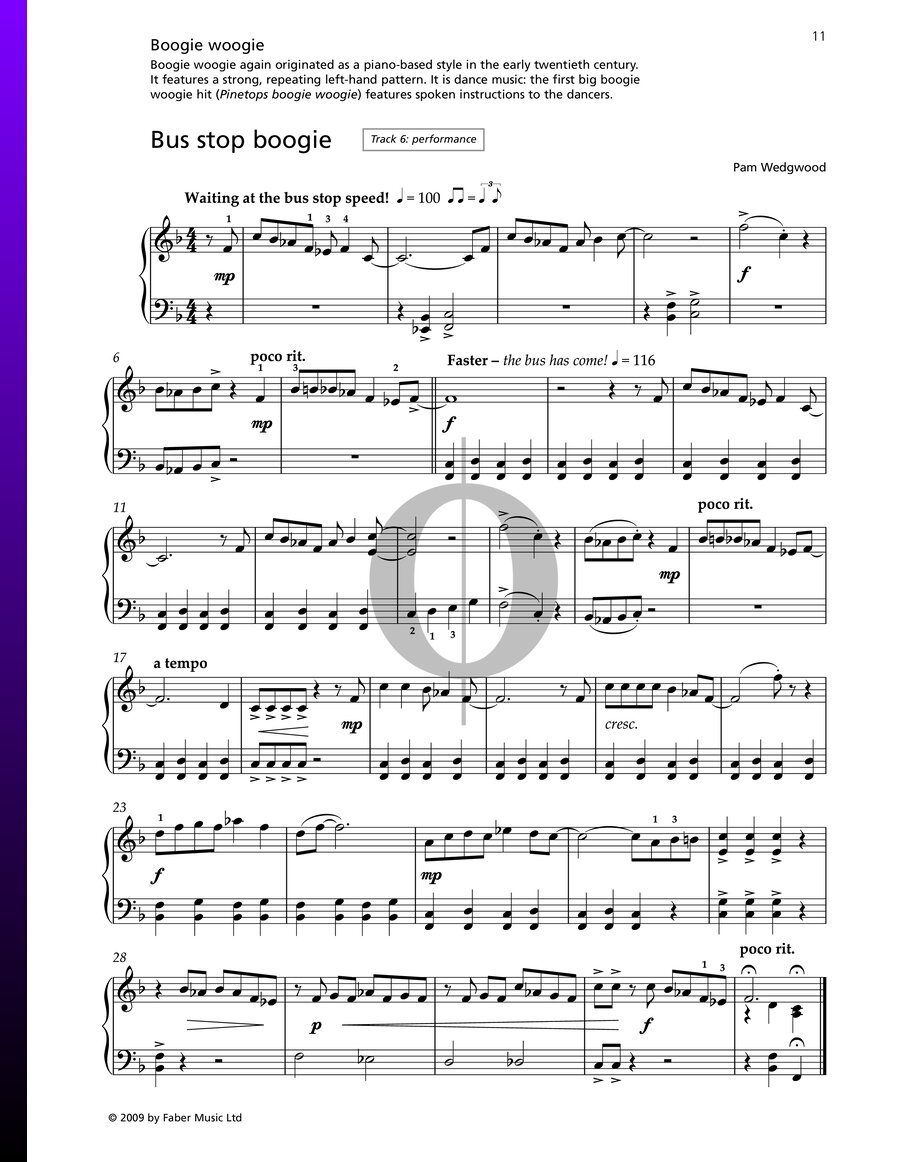 Bus Stop Boogie (Pam Wedgwood) Piano Sheet Music - OKTAV