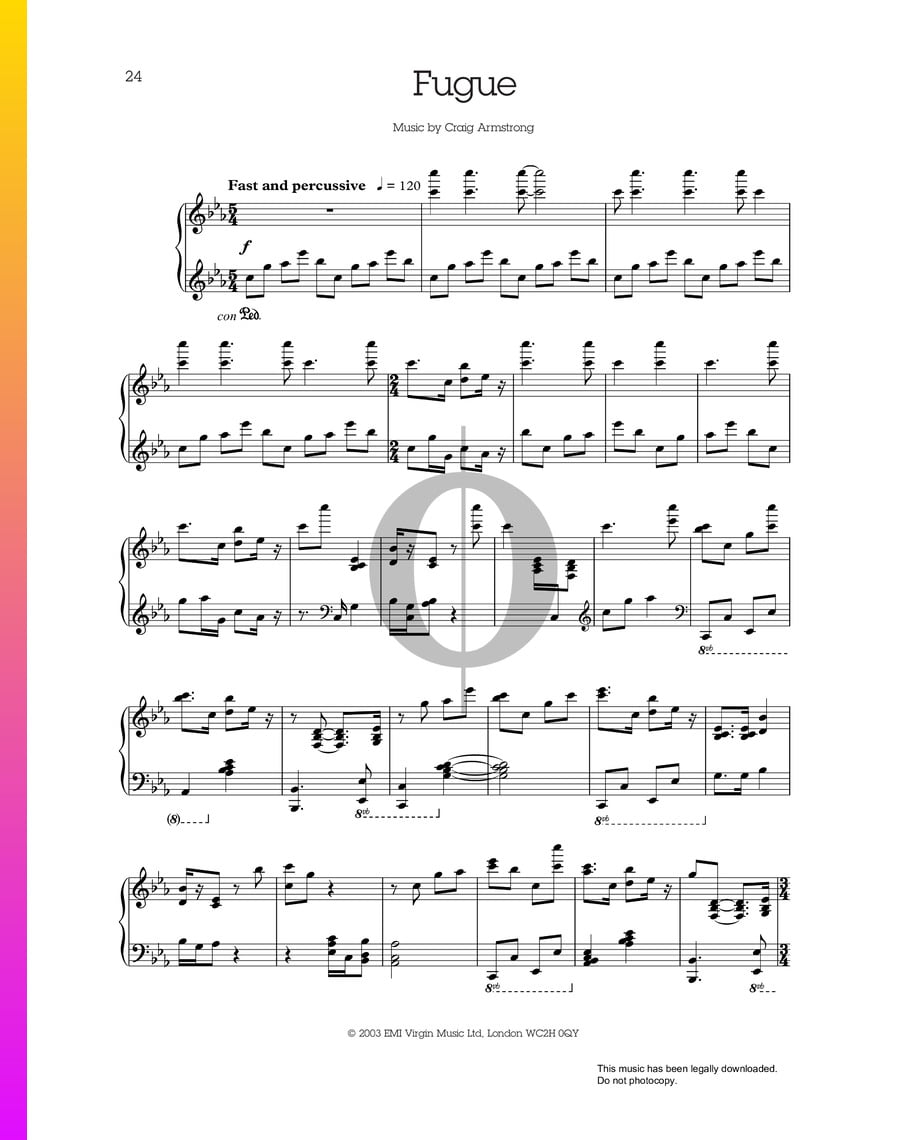 Fugue (Craig Armstrong) Piano Sheet Music - OKTAV