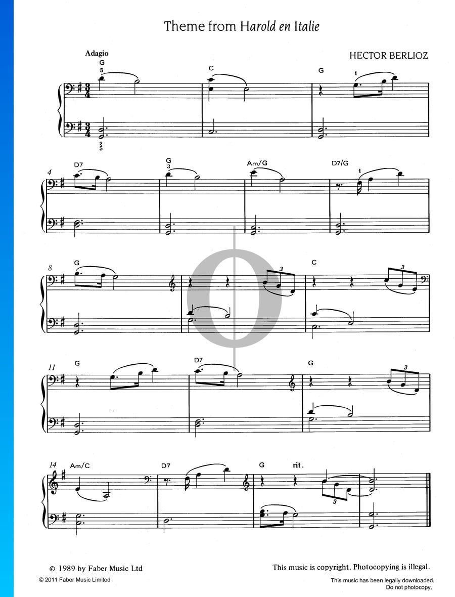 Theme (Harold en Italie) (Hector Berlioz) Piano Sheet Music - OKTAV
