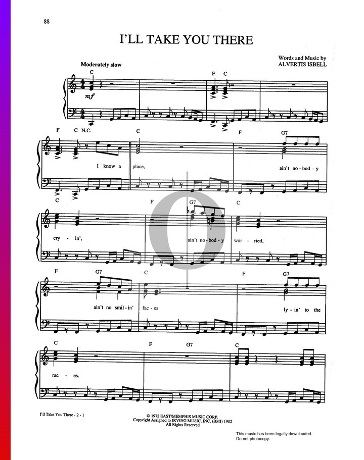 I'll Take You There (The Staple Singers) Piano Sheet Music - OKTAV