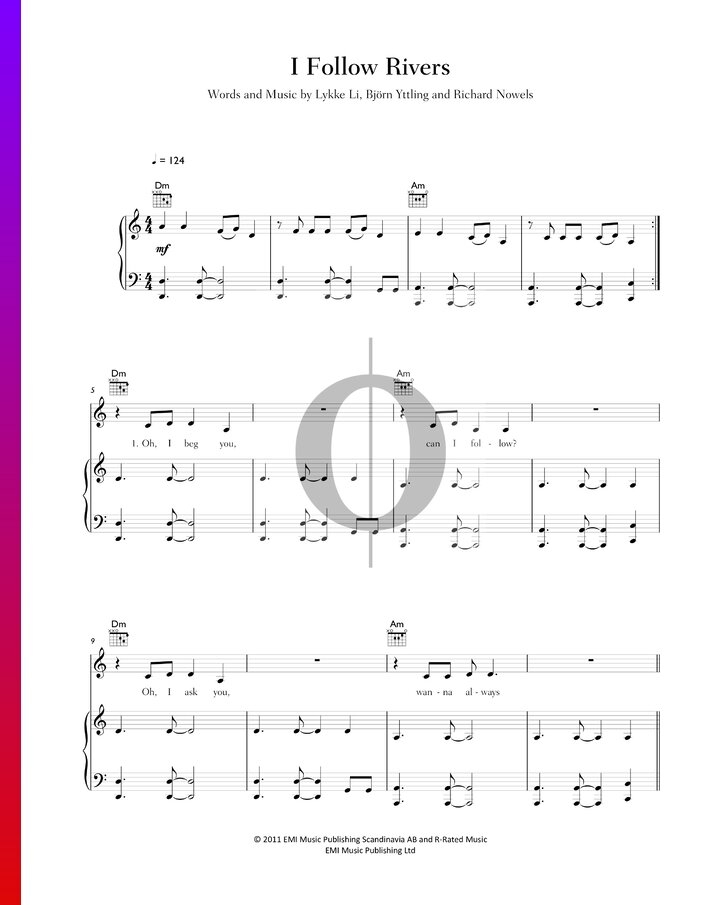 I Follow Rivers (Lykke Li) Piano Sheet Music - OKTAV