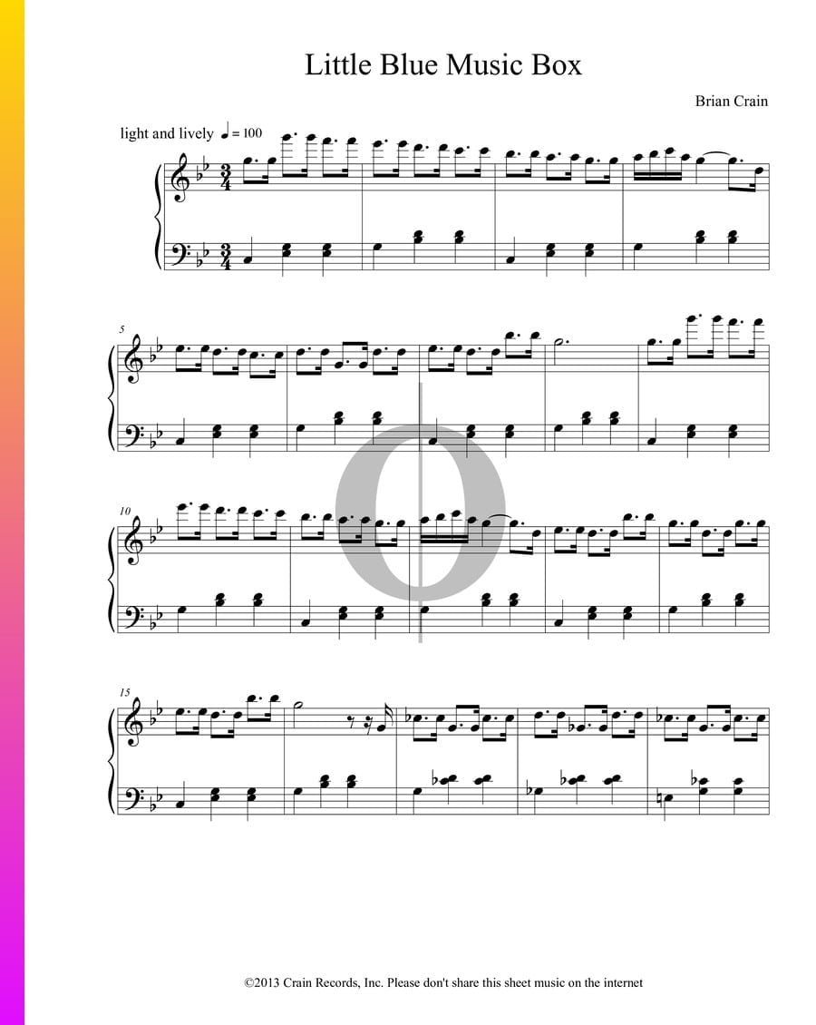 Little Blue Music Box (Brian Crain) Piano Sheet Music - OKTAV