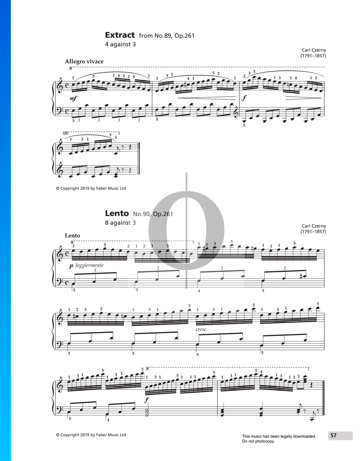 Lento, Op. 261 No. 90 (Carl Czerny) Piano Sheet Music - OKTAV
