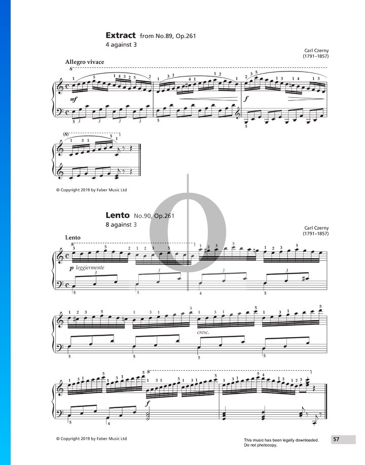 Lento, Op. 261 No. 90 (Carl Czerny) Piano Sheet Music - OKTAV