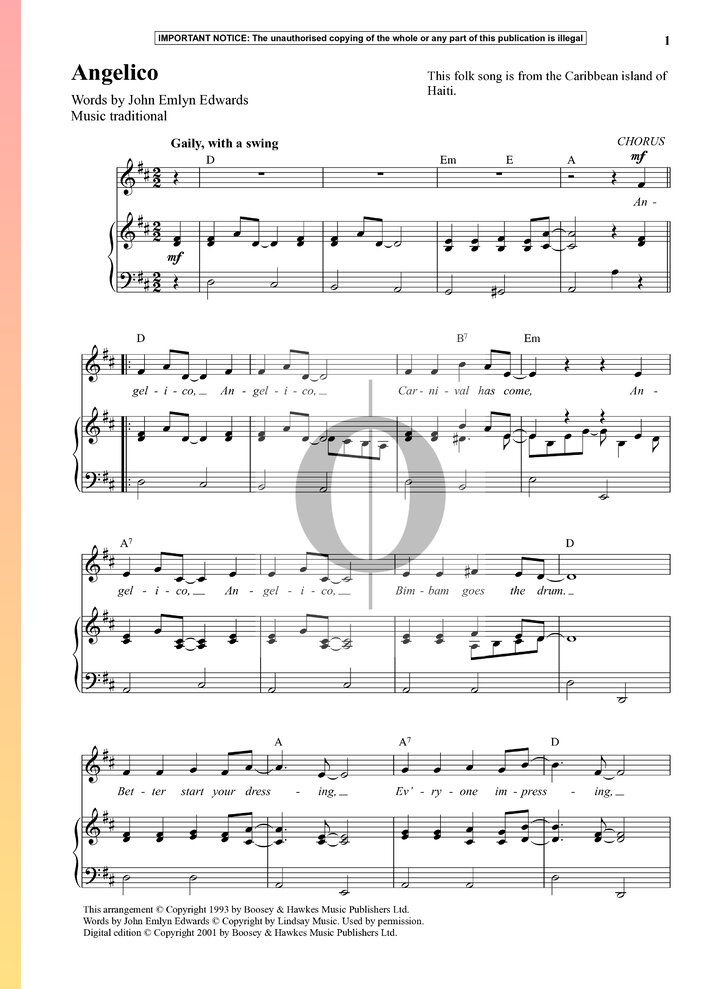Angelico (Anonymous) Piano Sheet Music - OKTAV