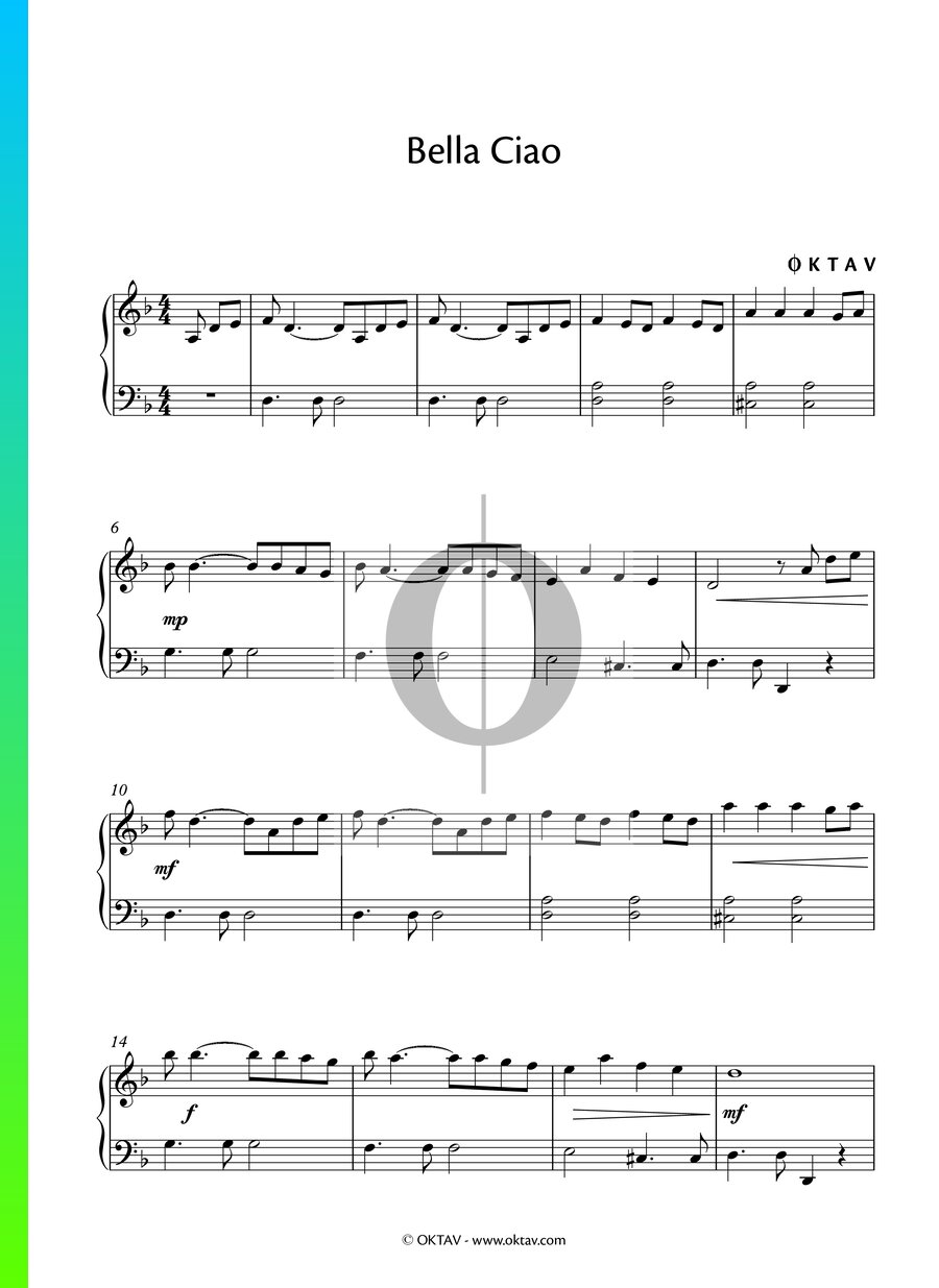 Learn Bella Ciao - Easy Piano Tutorial - OKTAV