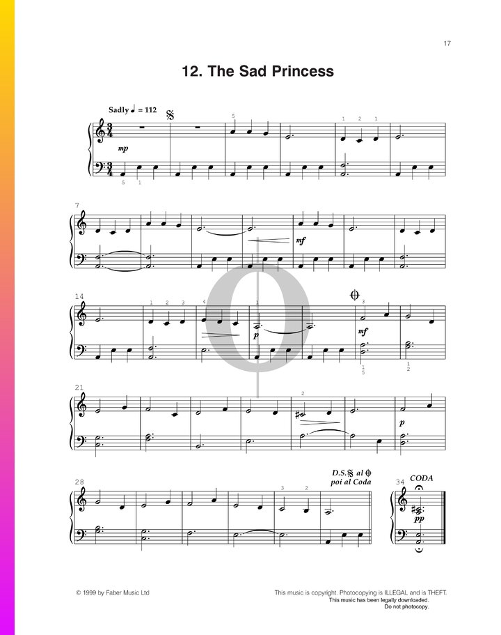 The Sad Princess (Pam Wedgwood) Piano Sheet Music - OKTAV
