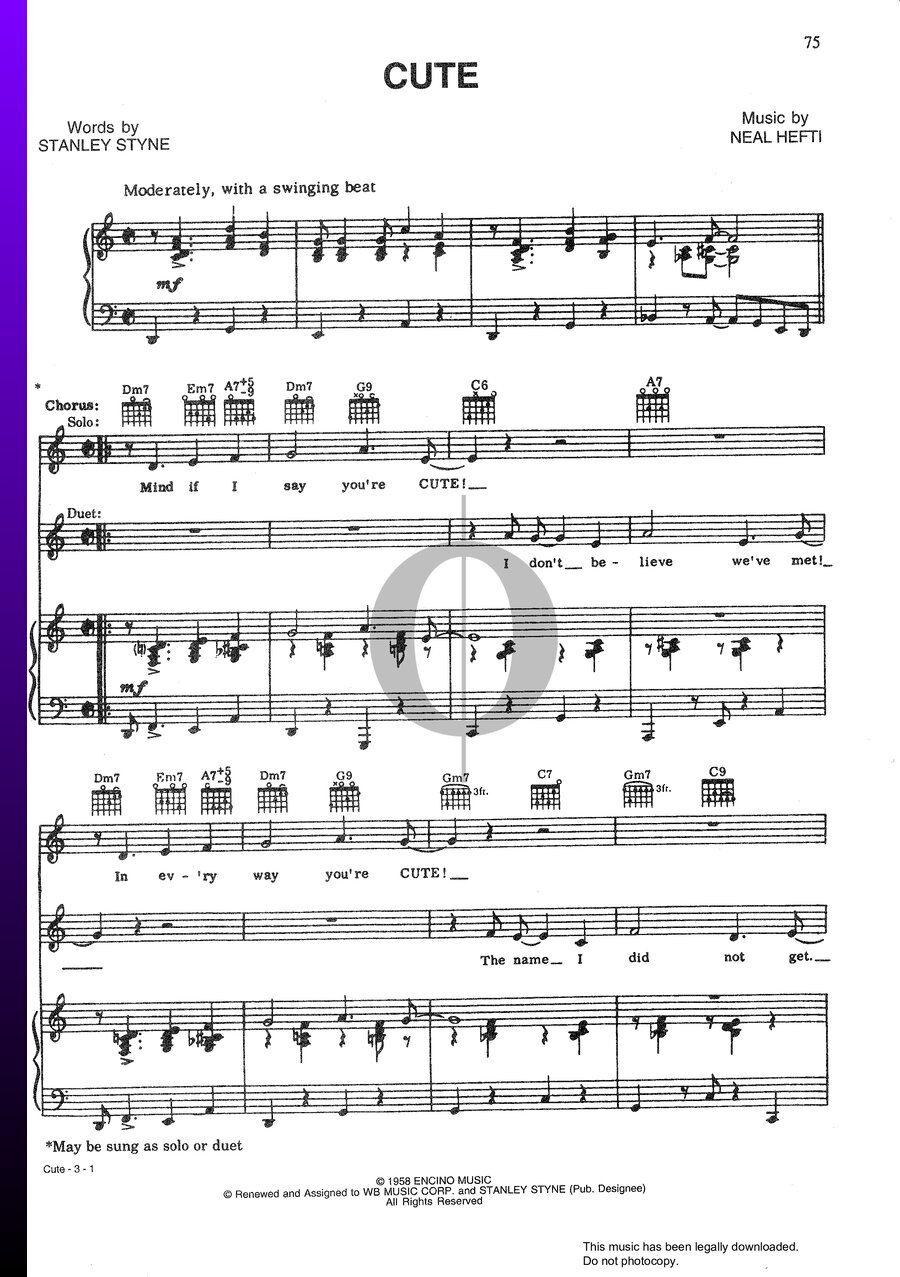 Cute (Count Basie) Piano Sheet Music - OKTAV