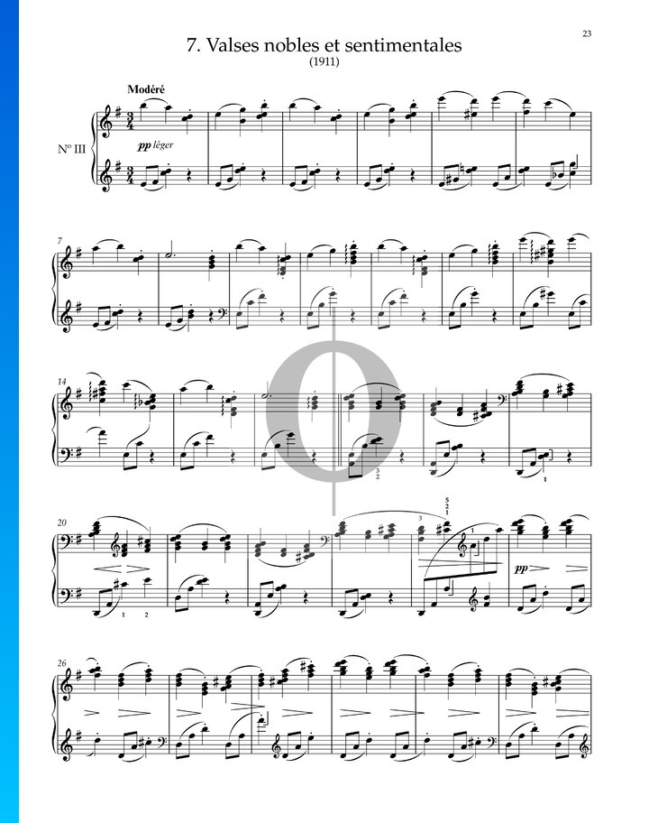 Valses nobles et sentimentales III, M.61 (Maurice Ravel) Piano Sheet Music - OKTAV