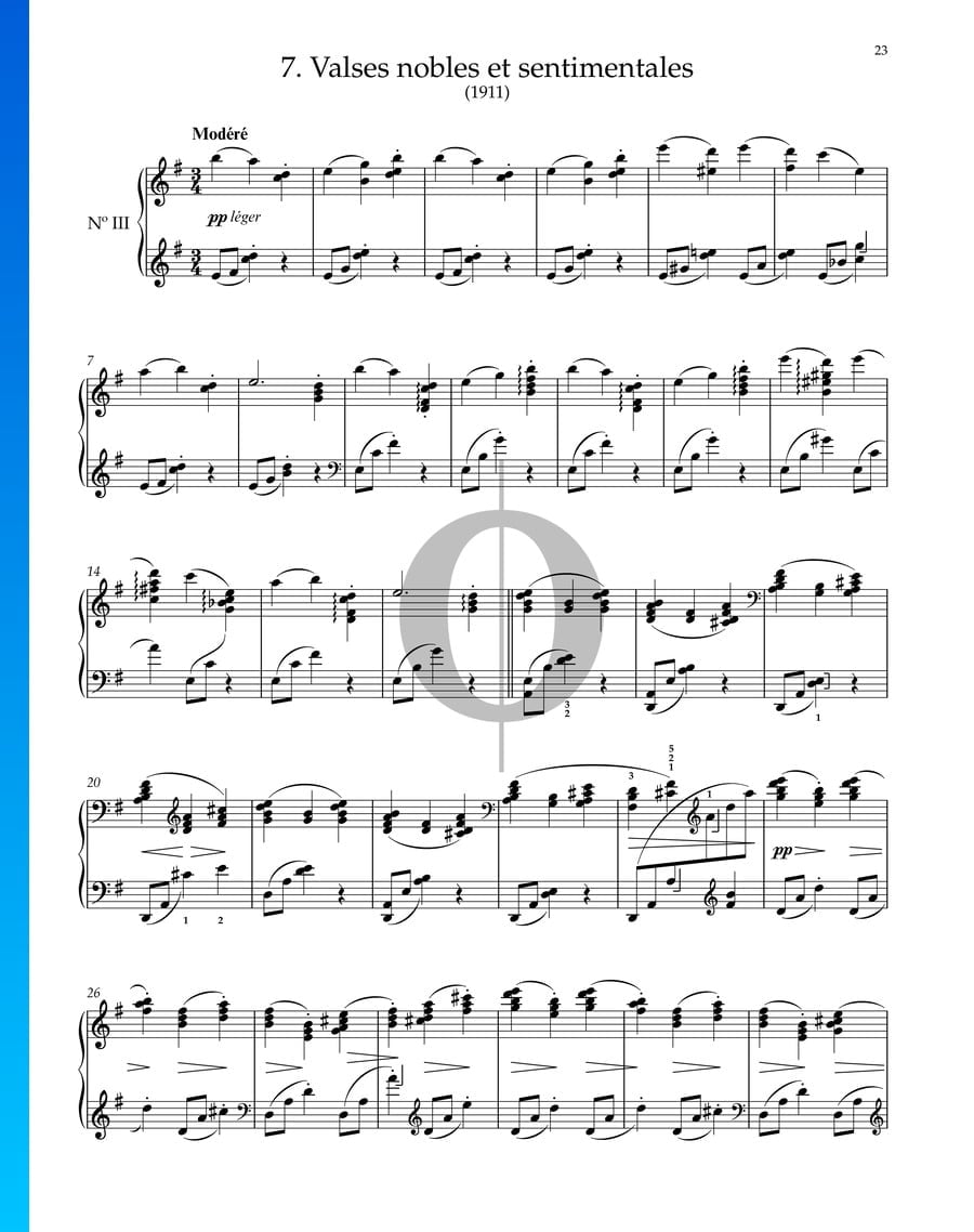 Valses nobles et sentimentales III, M.61 (Maurice Ravel) Piano Sheet Music - OKTAV