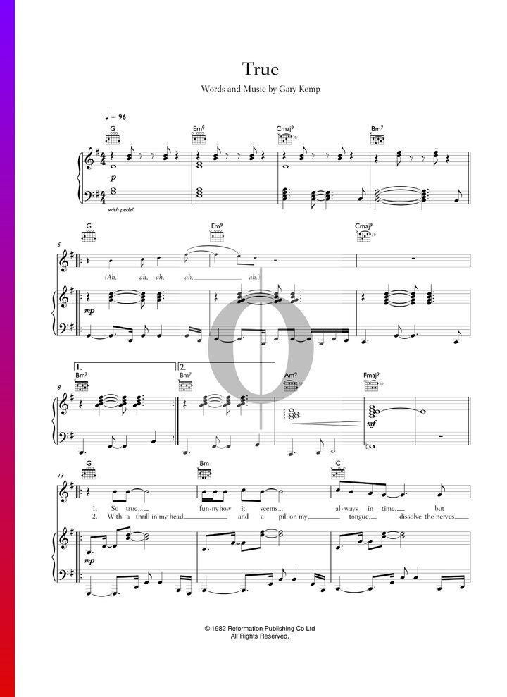 True (Spandau Ballet) Piano Sheet Music - OKTAV