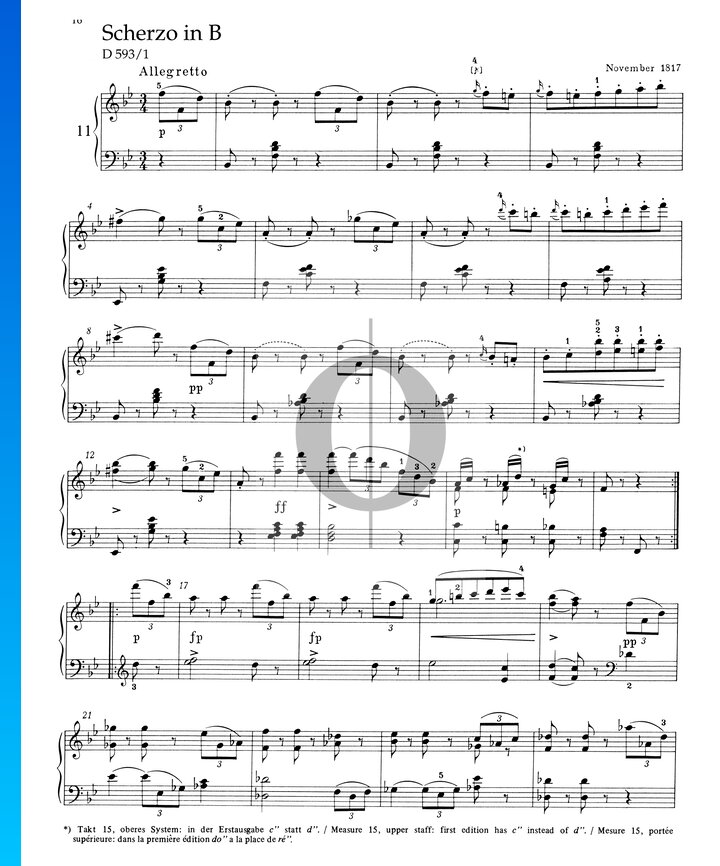 Scherzo en si bemol mayor, D 593/1 » Franz Schubert - Partituras de piano - OKTAV