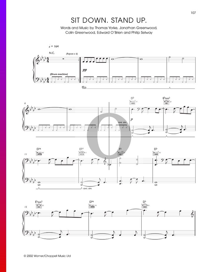 Sit Down Stand Up (Radiohead) Piano Sheet Music - OKTAV