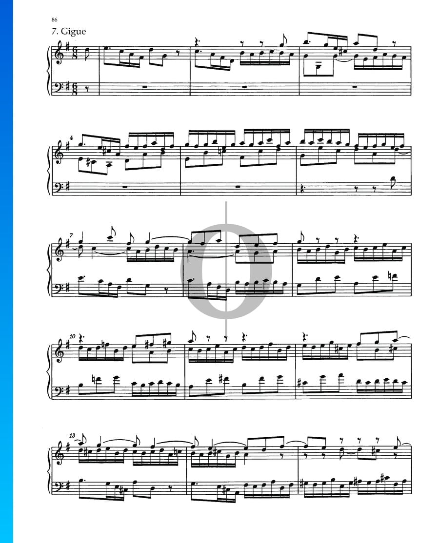 Partita 5, BWV 829: 7. Gigue (Johann Sebastian Bach) Piano Sheet Music ...
