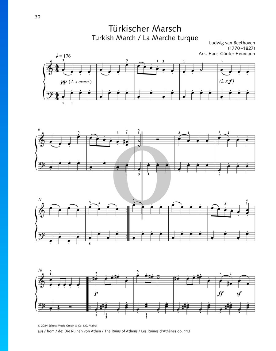 Turkish March, Op. 113 (Ludwig van Beethoven) Piano Sheet Music - OKTAV