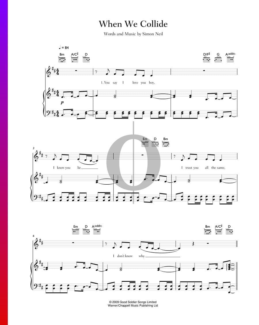 When We Collide (Matt Cardle) Piano Sheet Music - OKTAV