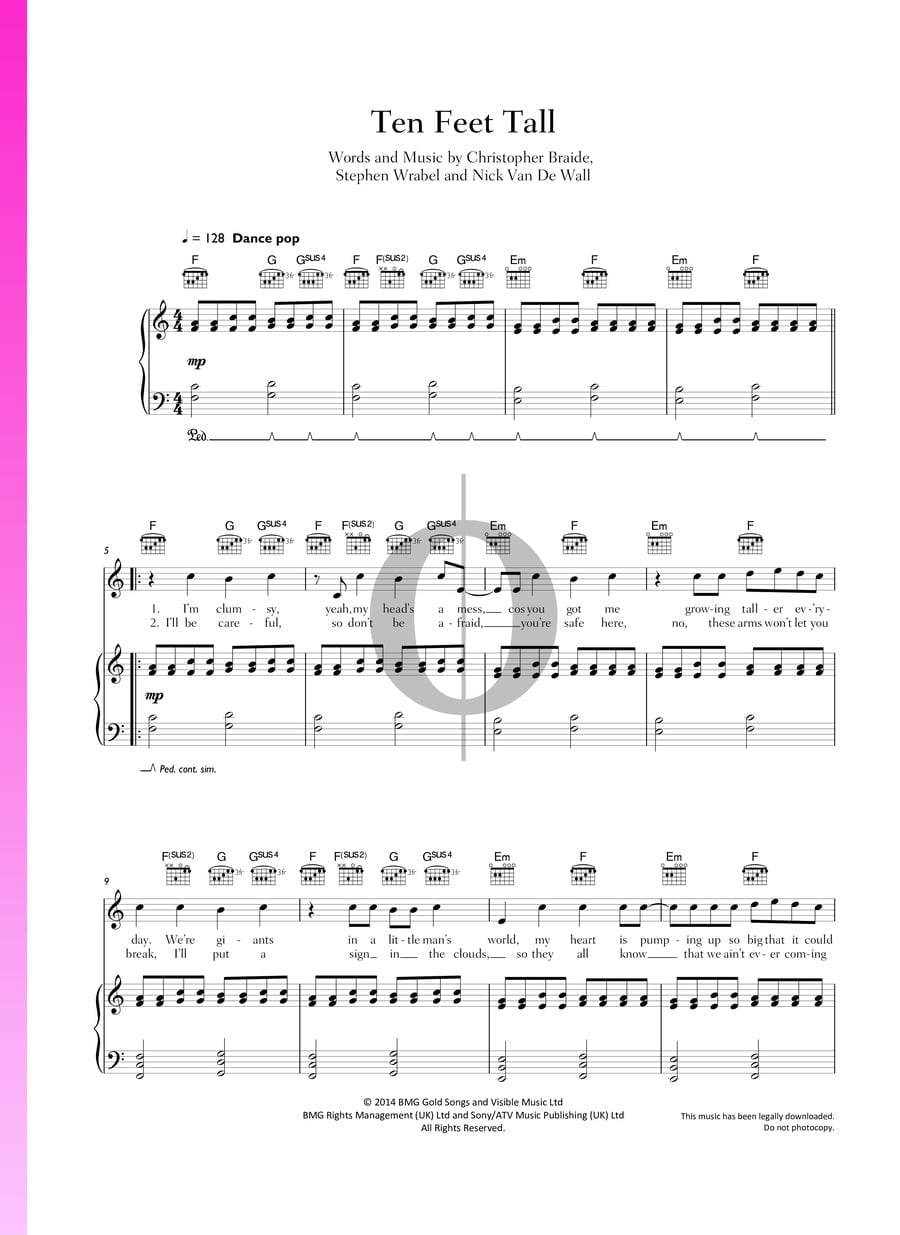 Ten Feet Tall (Afrojack, Wrabel) Piano Sheet Music - OKTAV