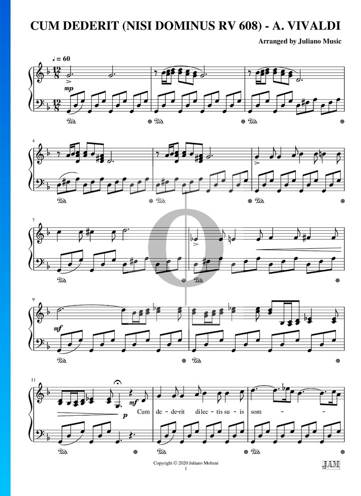 Cum Dederit (Nisi Dominus), RV 608 (Antonio Vivaldi) Piano Sheet Music ...