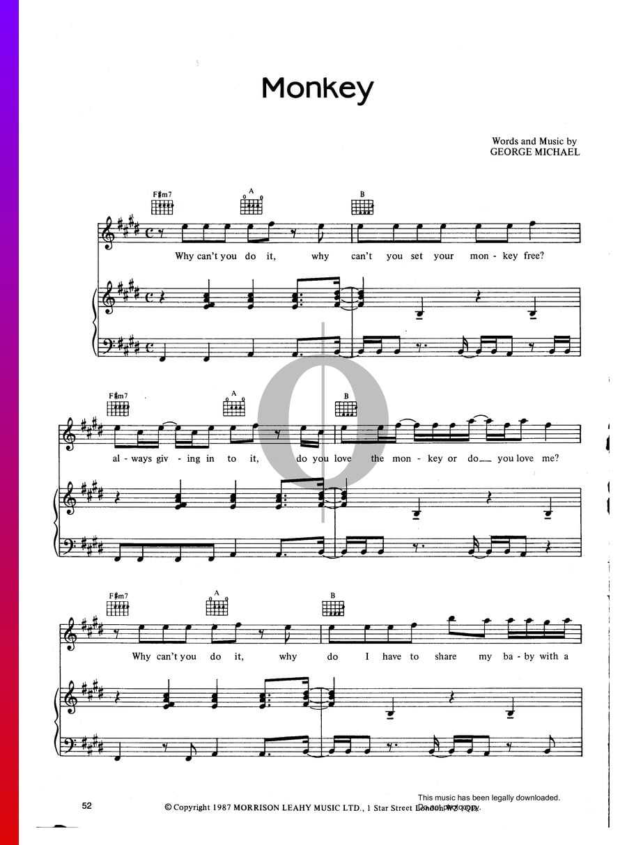 Monkey (George Michael) Piano Sheet Music - OKTAV