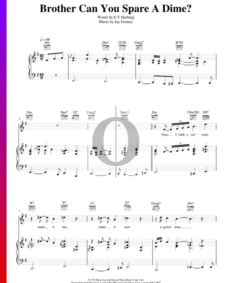 Brother, Can You Spare A Dime (Bing Crosby) Piano Sheet Music - OKTAV