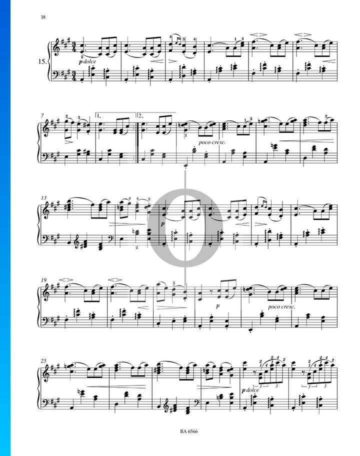 Sixteen Waltzes, Op. 39 No. 15 (Johannes Brahms) Piano Sheet Music - OKTAV
