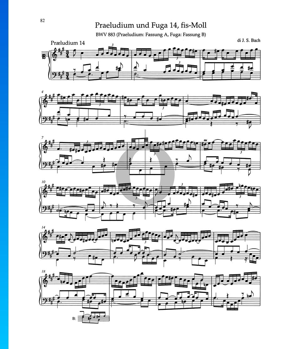 Prelude F-sharp Minor, BWV 883 (Johann Sebastian Bach) Piano Sheet ...