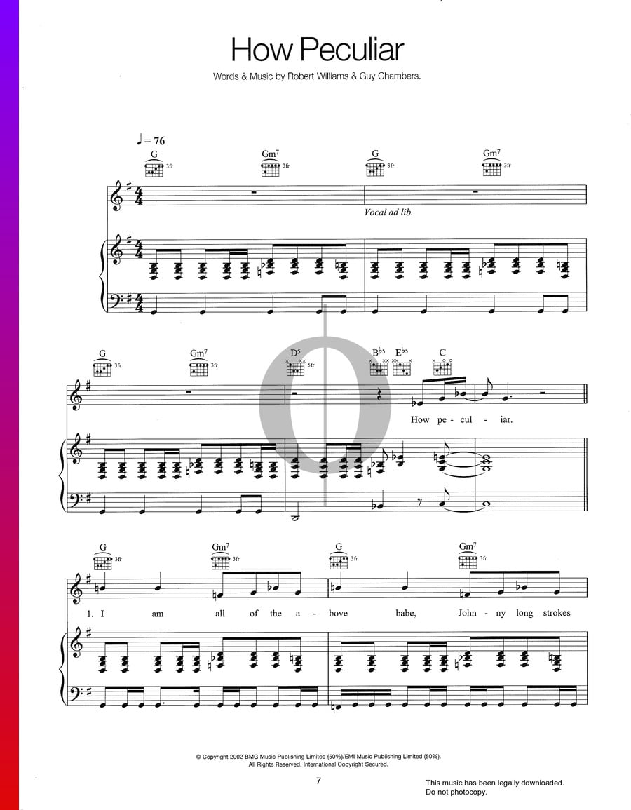 How Peculiar (Robbie Williams) Piano Sheet Music - OKTAV
