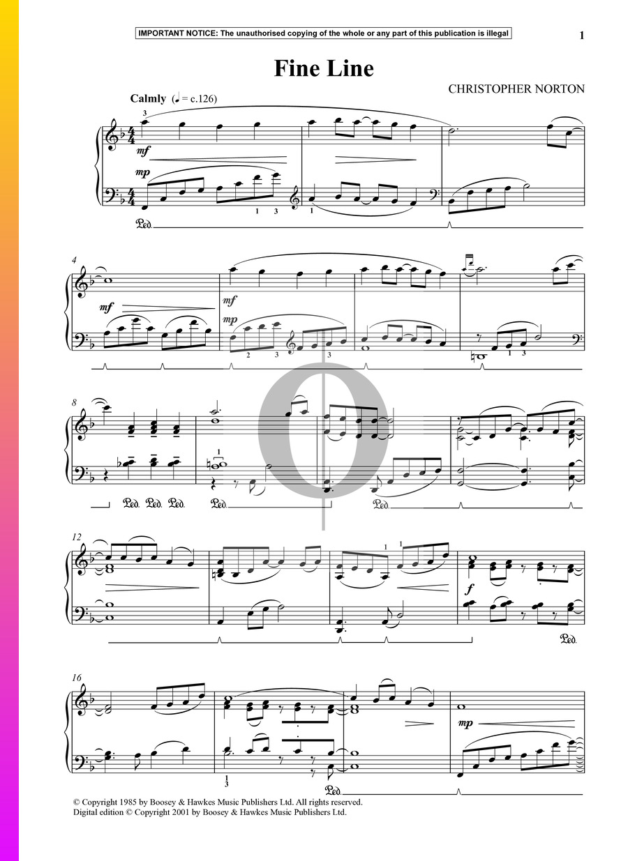 Fine Line (Christopher Norton) Piano Sheet Music - OKTAV