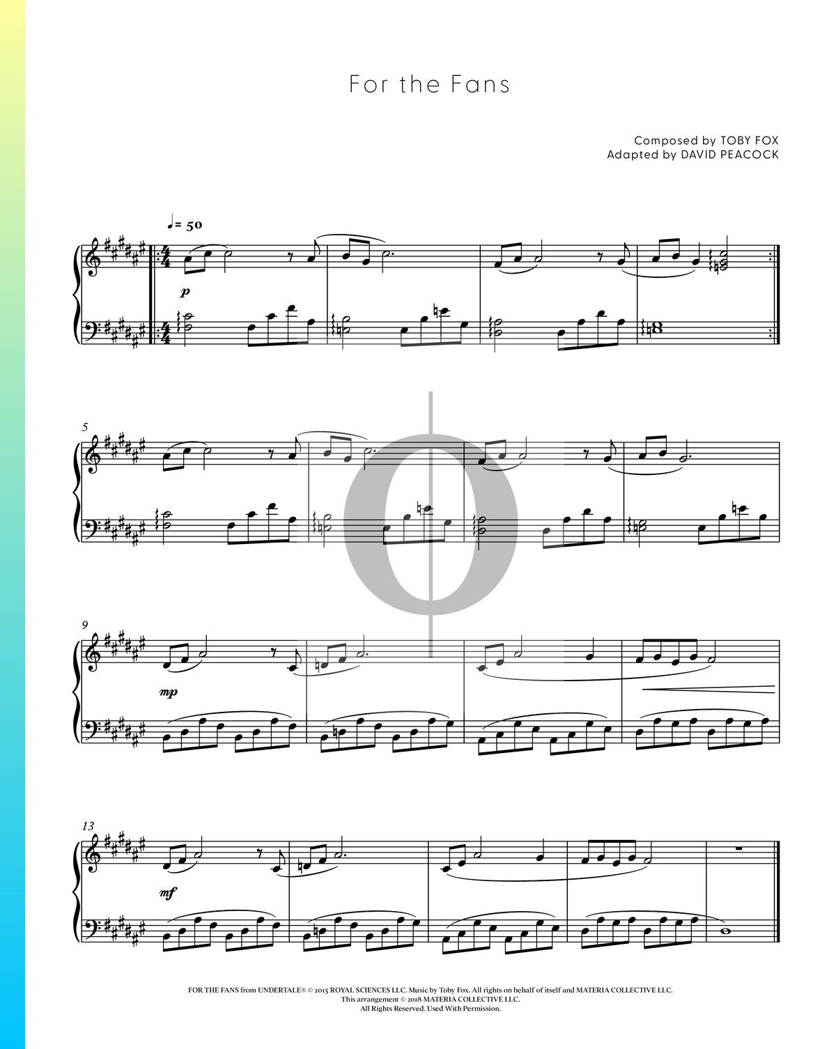 For the Fans (Toby Fox) Piano Sheet Music - OKTAV