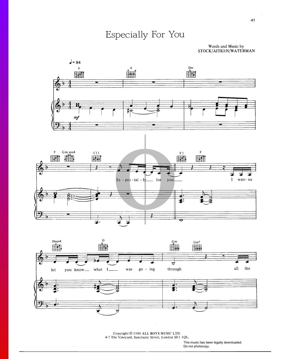Especially For You (Kylie Minogue, Jason Donovan) Piano Sheet Music - OKTAV
