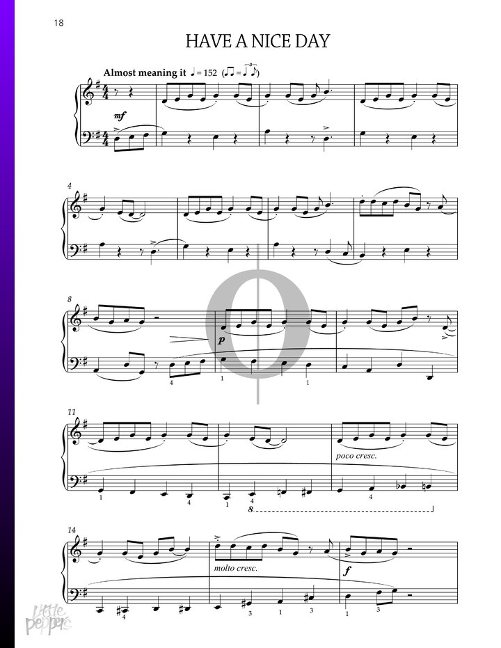 Have a nice day (Elissa Milne) Piano Sheet Music - OKTAV