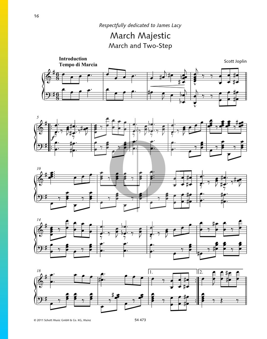 March Majestic (March And Two-Step) (Scott Joplin) Piano Sheet Music ...