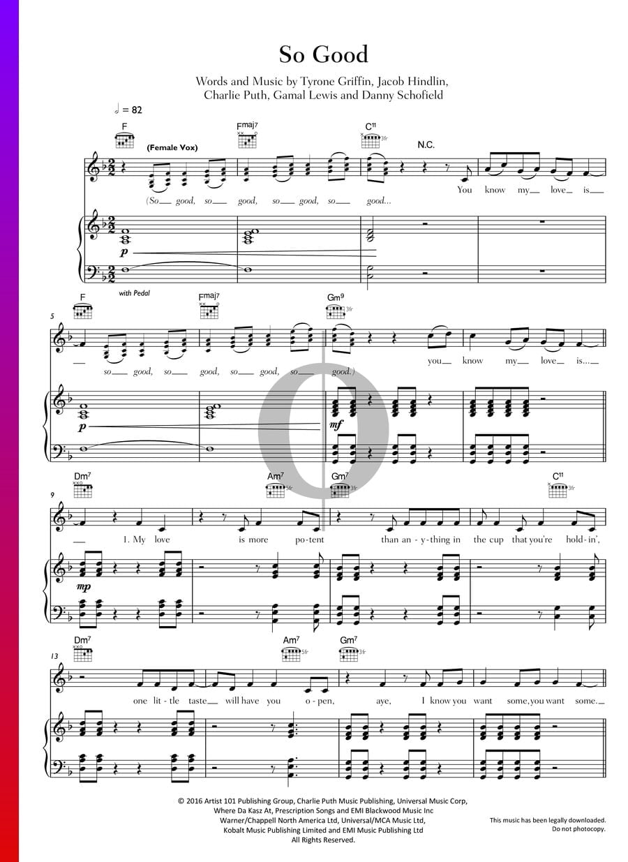 So Good (Zara Larsson) Piano Sheet Music - OKTAV