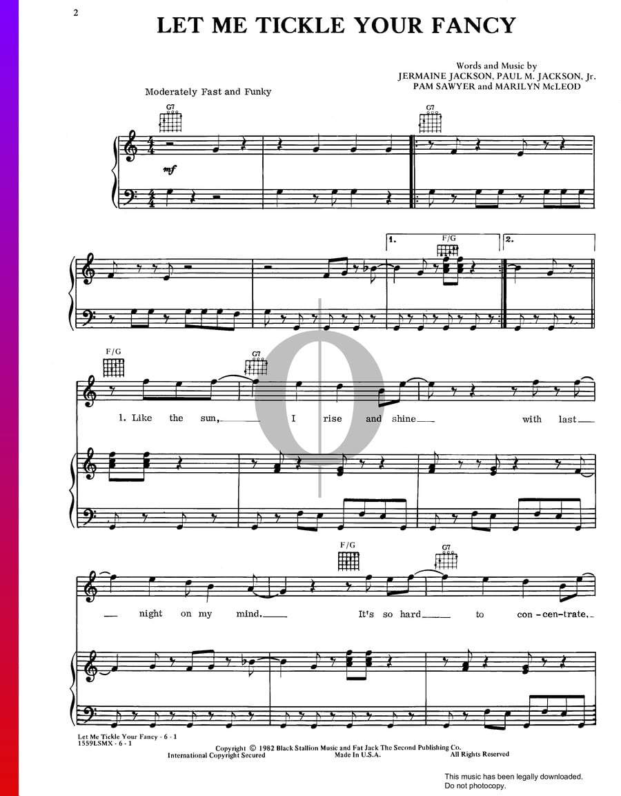 Let Me Tickle Your Fancy (Jermaine Jackson) Piano Sheet Music - OKTAV