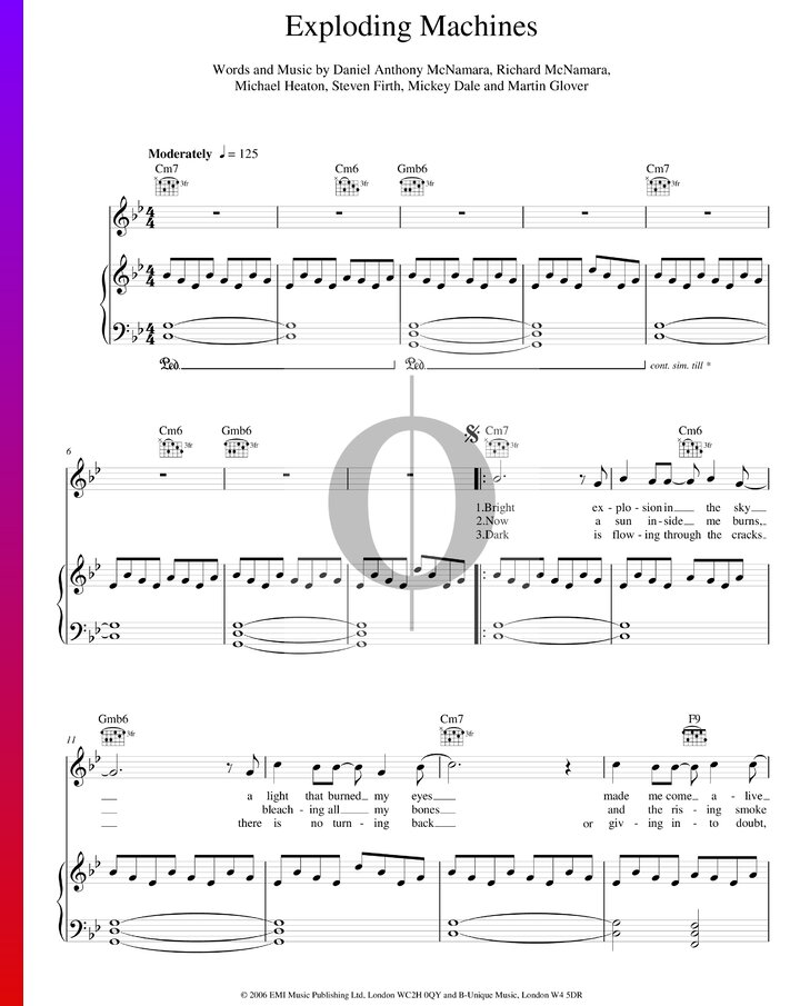 Exploding Machines (Embrace) Piano Sheet Music - OKTAV