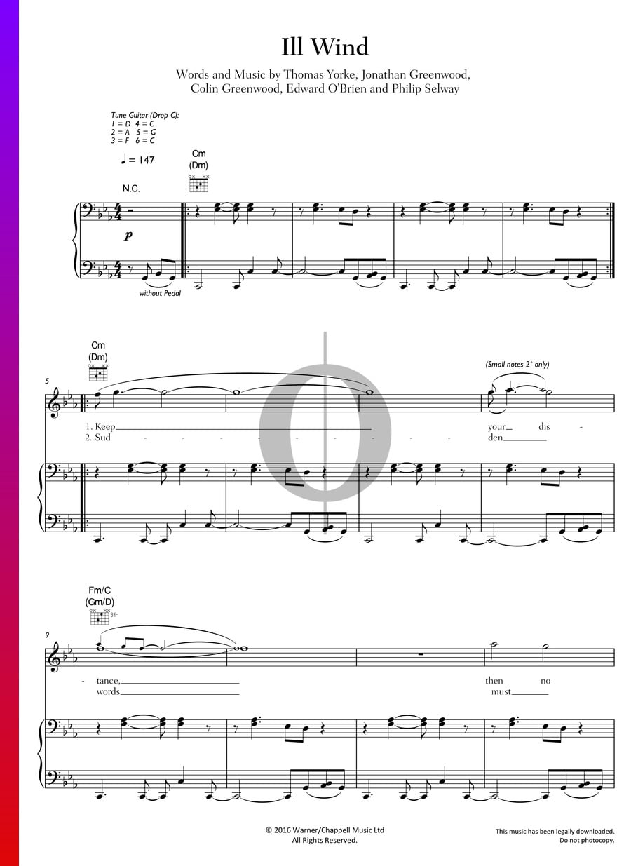 Ill Wind (Radiohead) Piano Sheet Music - OKTAV