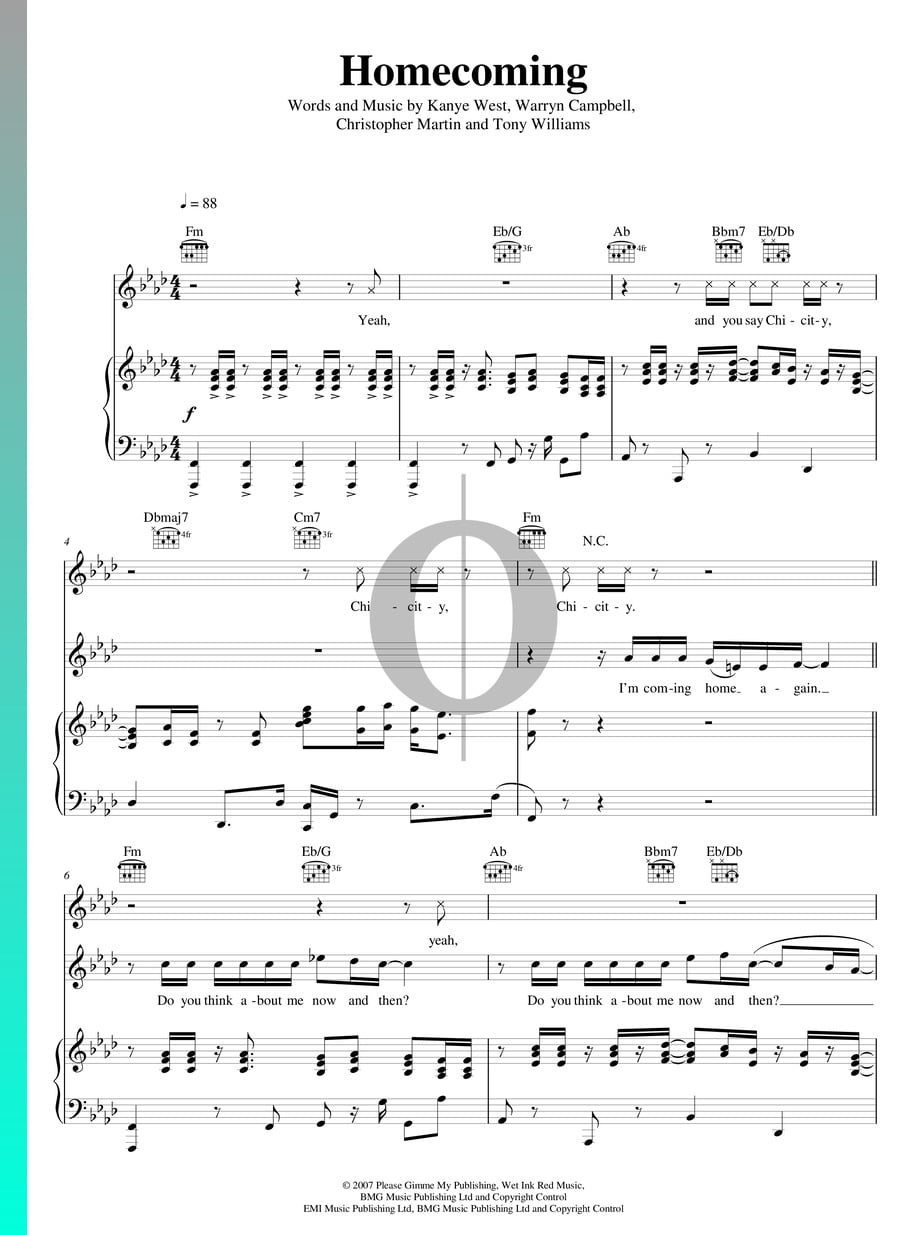Homecoming (Kanye West) Piano Sheet Music - OKTAV