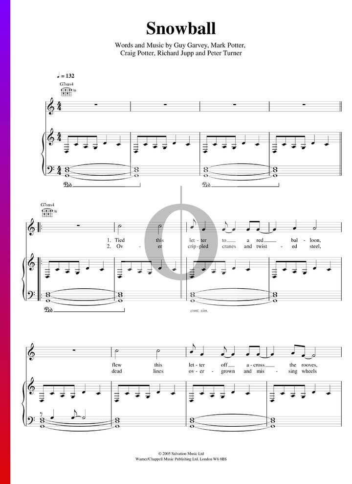 Snowball (Elbow) Piano Sheet Music - OKTAV