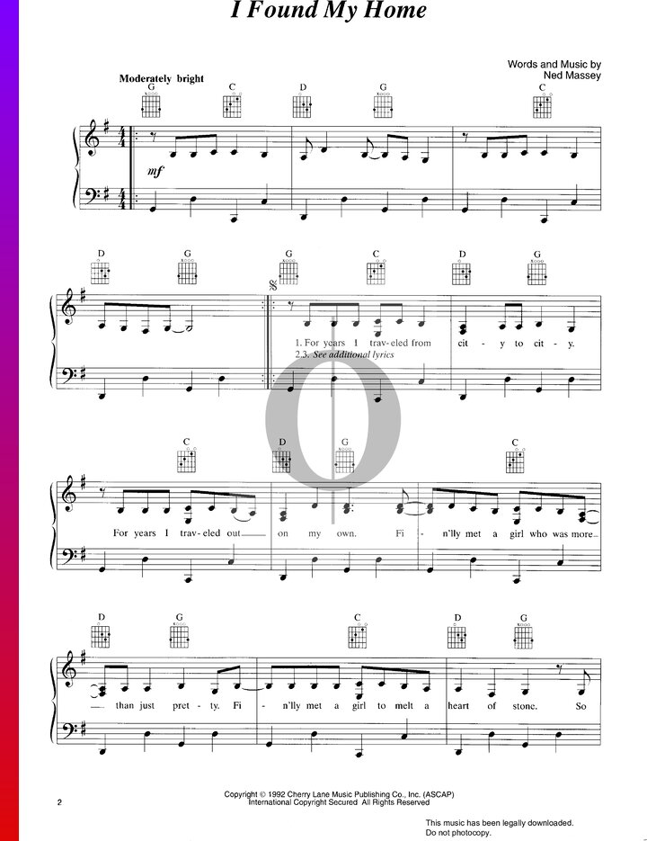 I Found My Home (Ned Massey) Piano Sheet Music - OKTAV