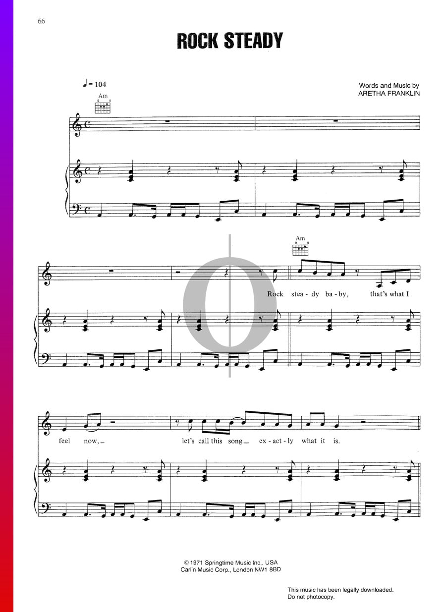 Rock Steady (Aretha Franklin) Piano Sheet Music - OKTAV