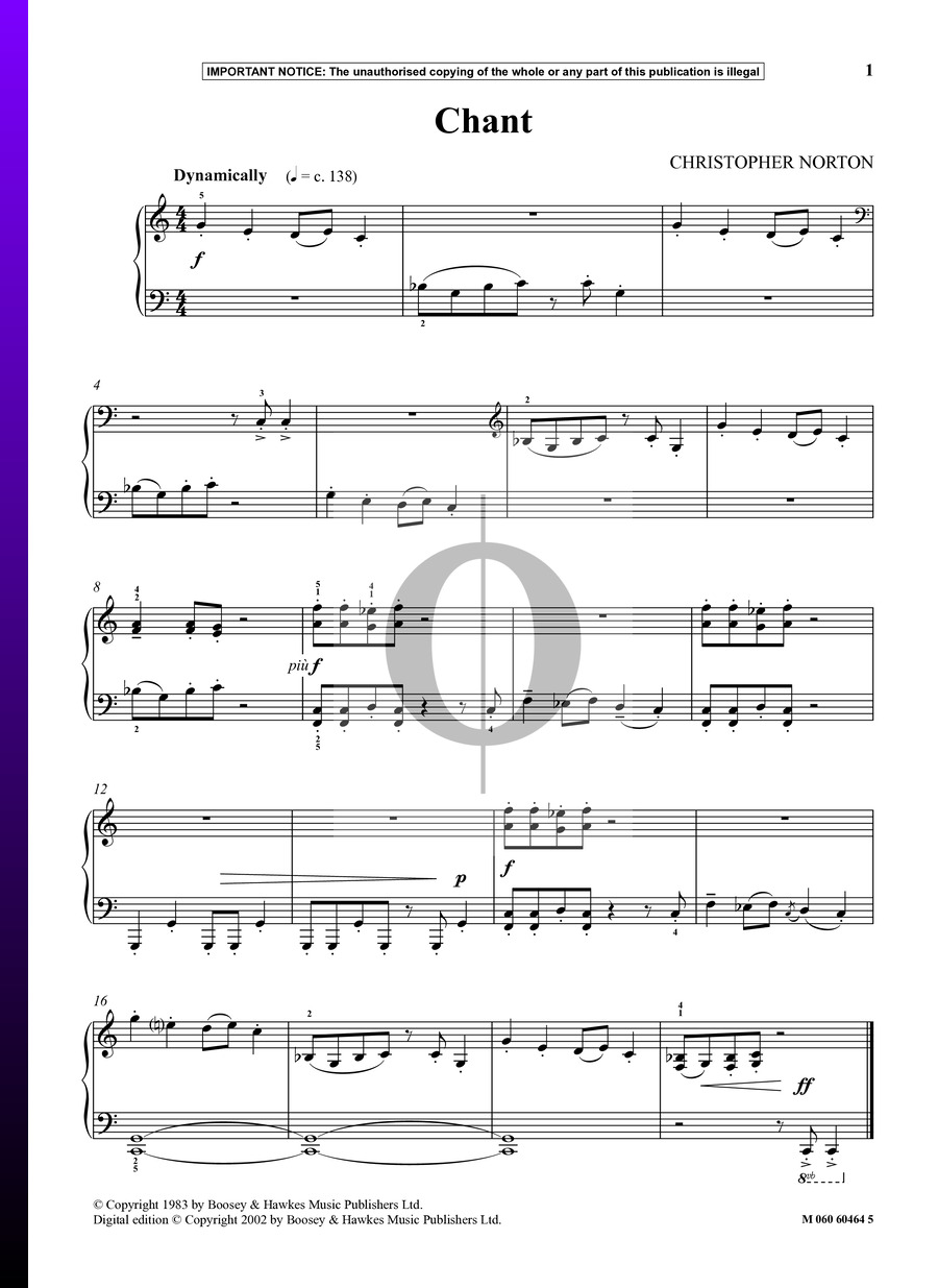 Chant (Christopher Norton) Piano Sheet Music - OKTAV
