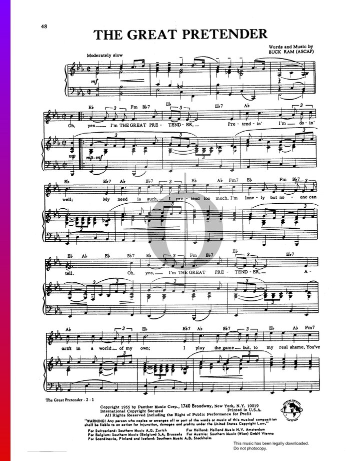 The Great Pretender (The Platters) Piano Sheet Music - OKTAV